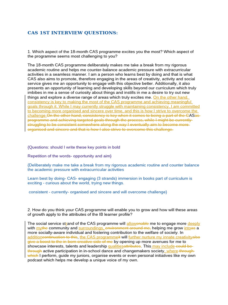 CAS Interview Insights and Goals | PDF | Creativity | Well Being