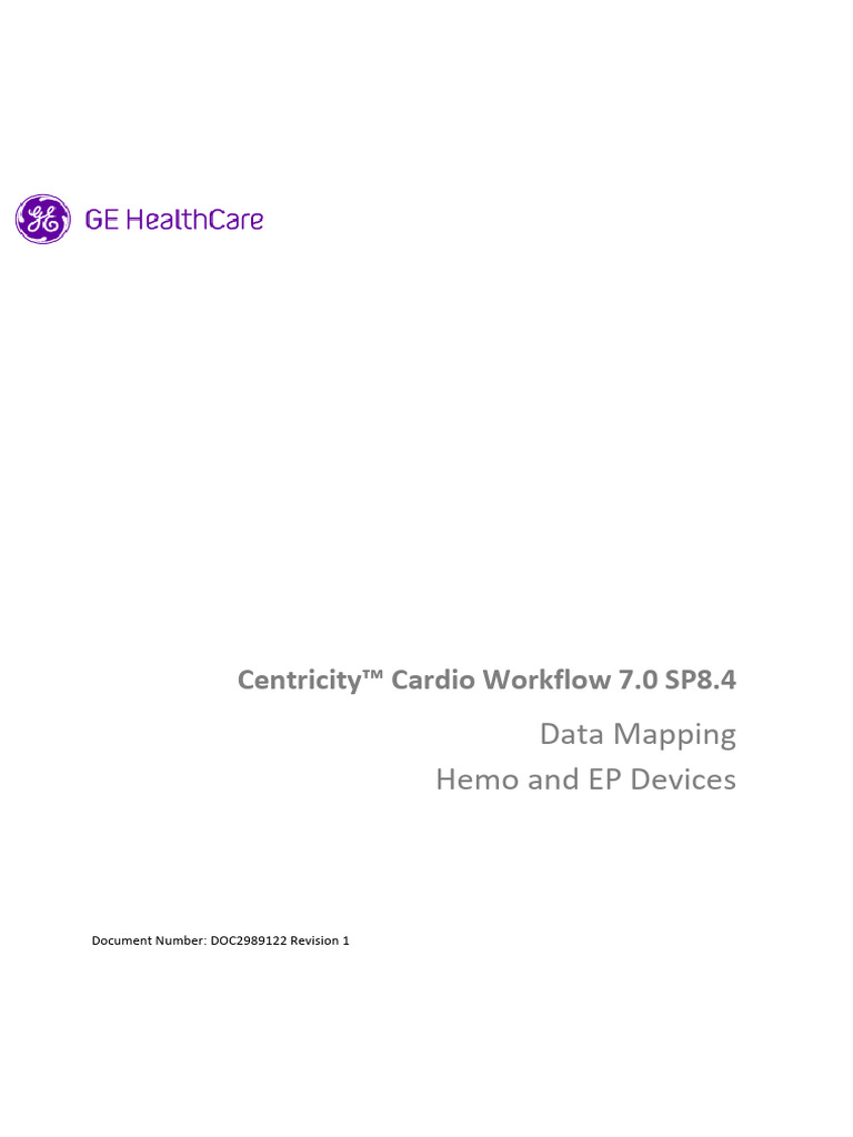 Centricity Cardio Workflow Data Mapping | PDF | Hemodynamics | Medical ...