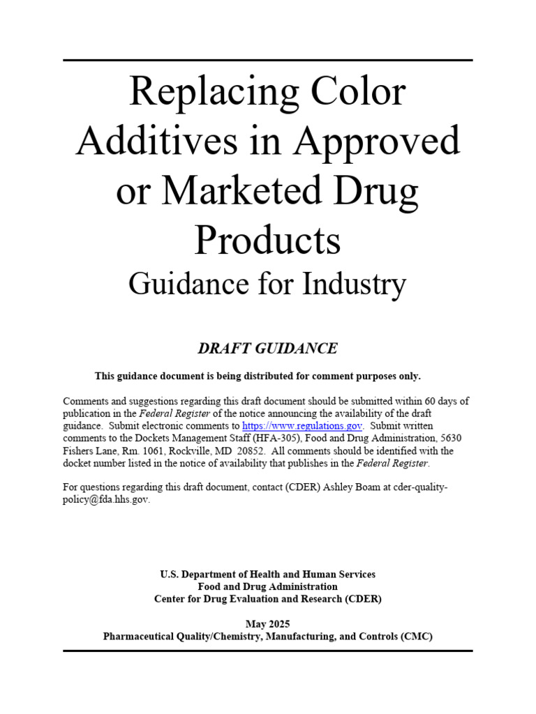Replacing Color Additives in Drugs | PDF | Food And Drug Administration ...