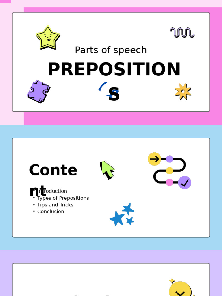 Parts of Speech Prepositions Presentation in Colorful Cute Style | PDF ...