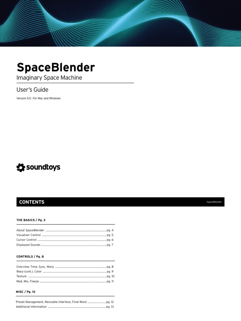 SpaceBlender Manual | PDF | Cursor (User Interface) | Sound
