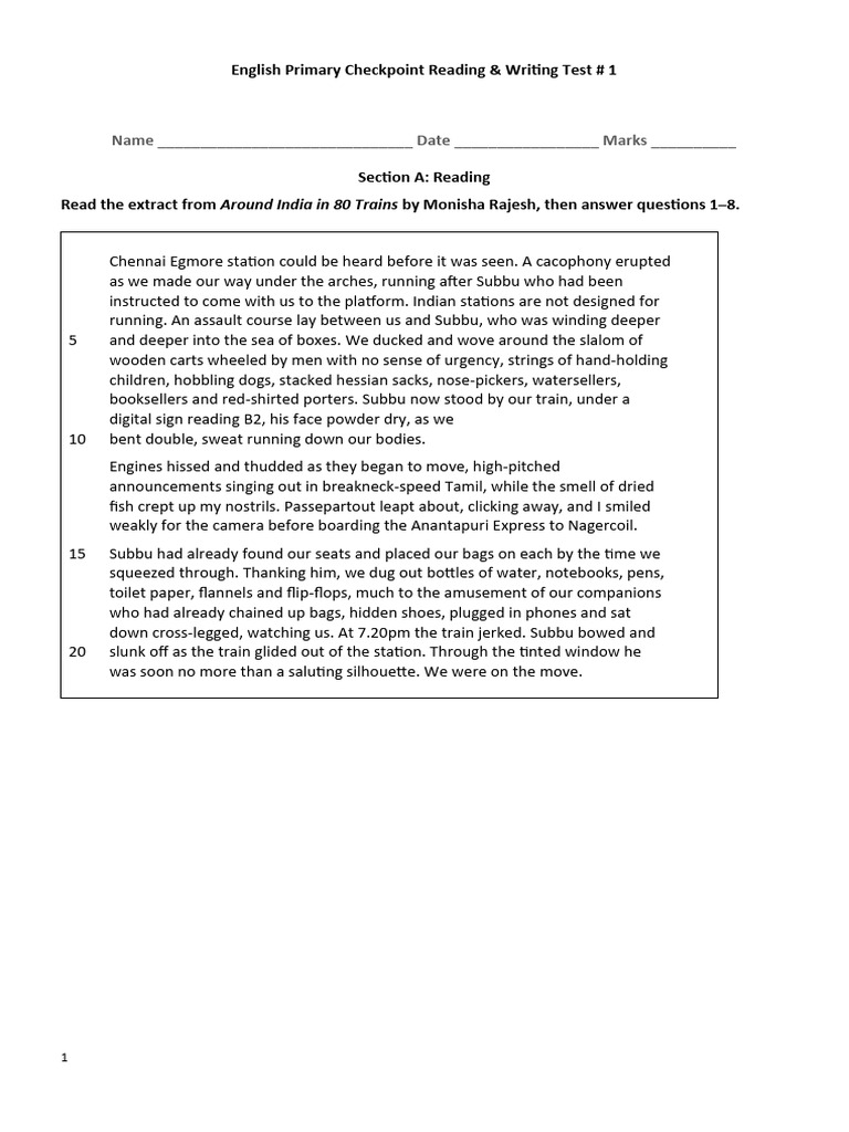 Primary One Reading Exam Answers PDF | PDF