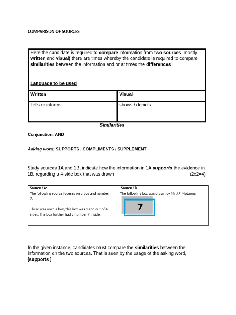 Comparing Written and Visual Sources | PDF | Linguistics | Grammar