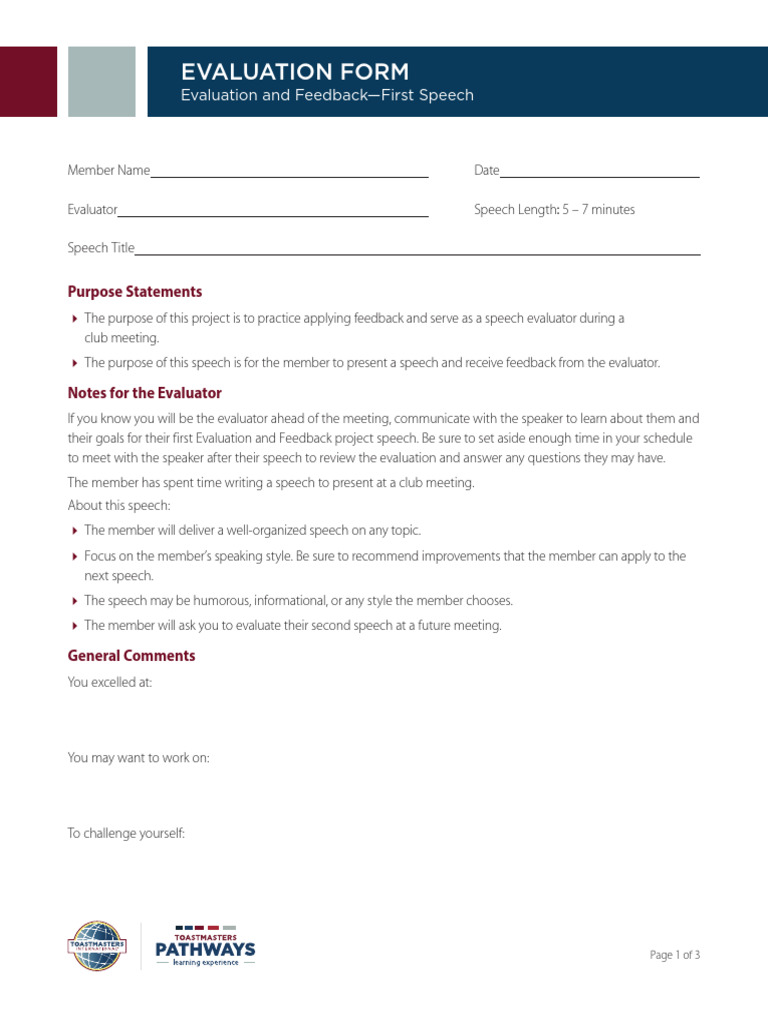 First Speech Evaluation Form | PDF | Speech | Gesture