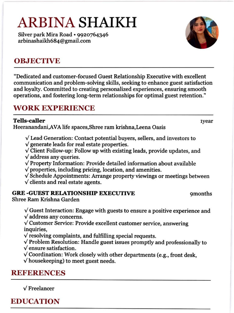 Arbina Shaikh CV | PDF