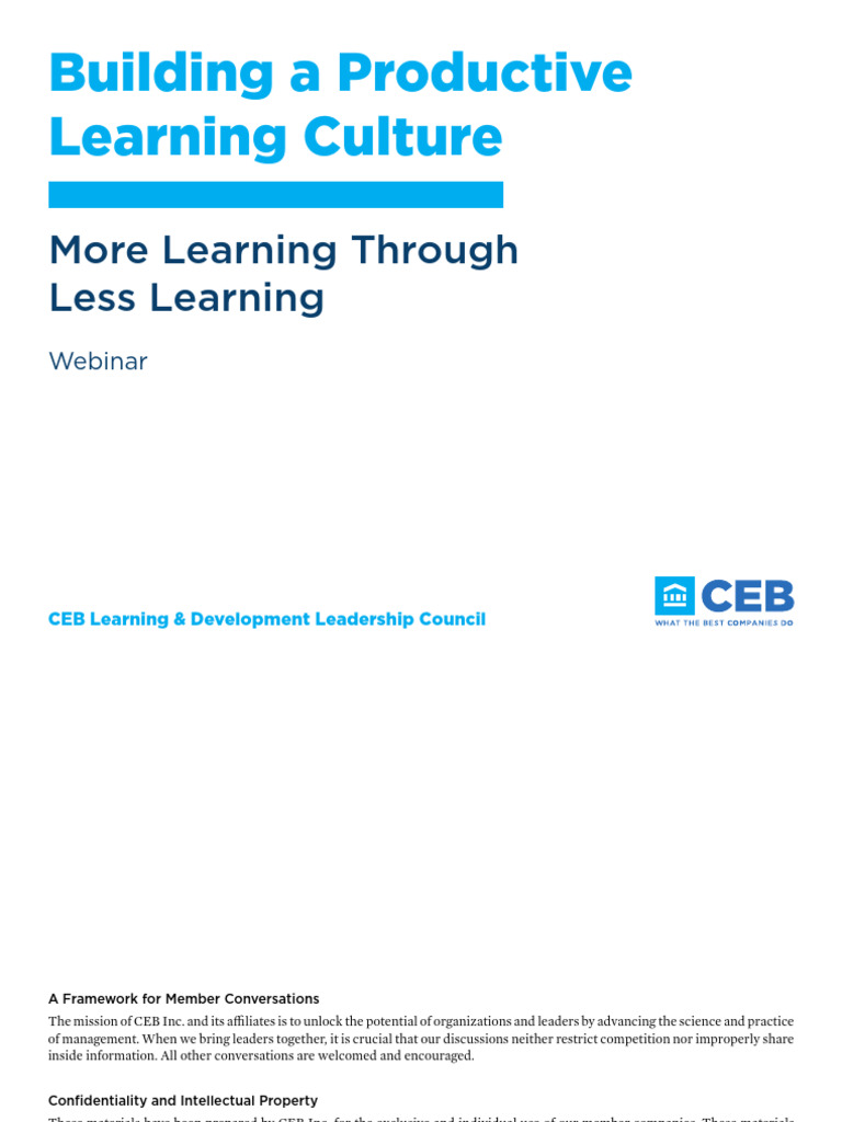 Building A Productive Learning Culture | PDF | Learning | Strategic Management