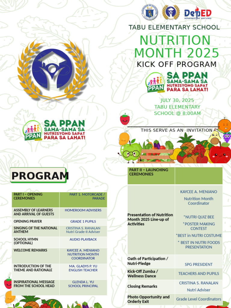 Tabu Elementary Nutrition Month Kickoff | PDF