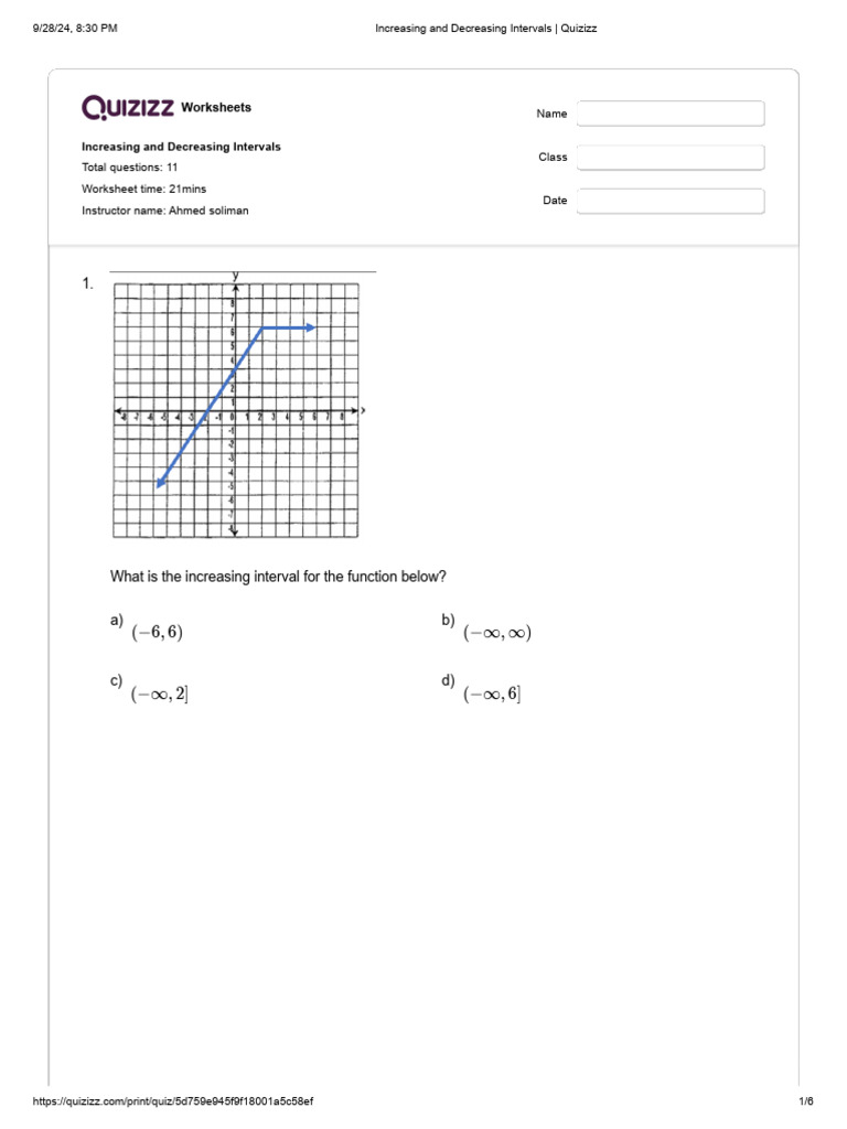 Increasing and Decreasing Intervals Worksheet | PDF | Chess Theory ...