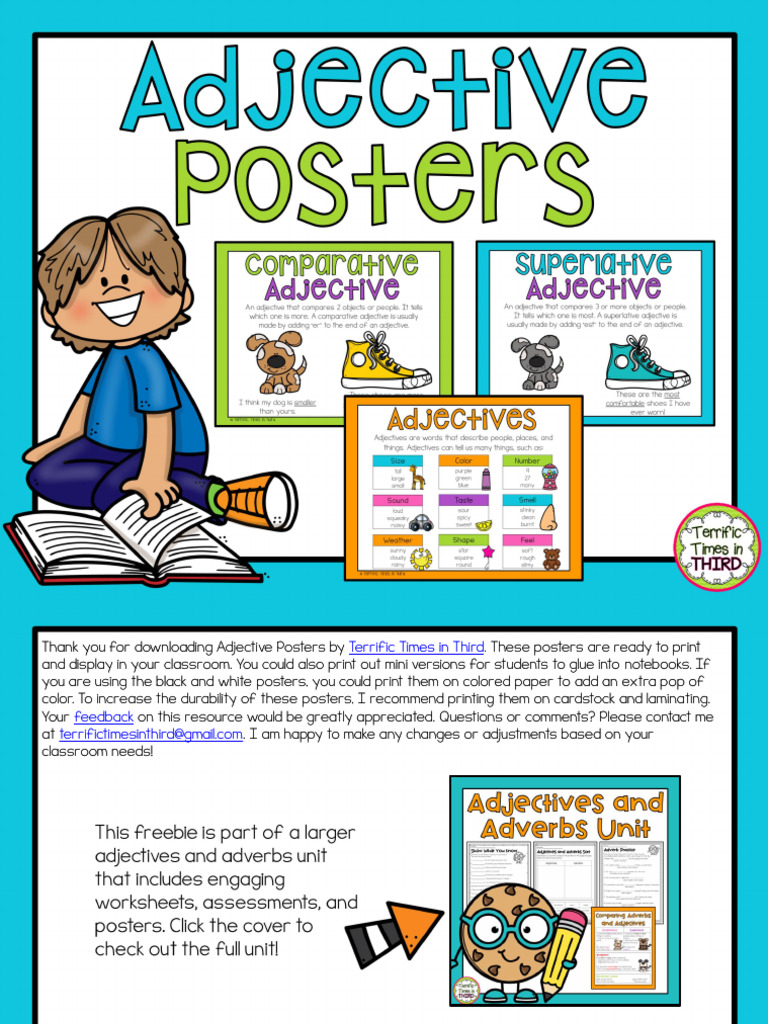 FREEAdjectivePostersComparativeandSuperlative 1 | PDF | Linguistic ...