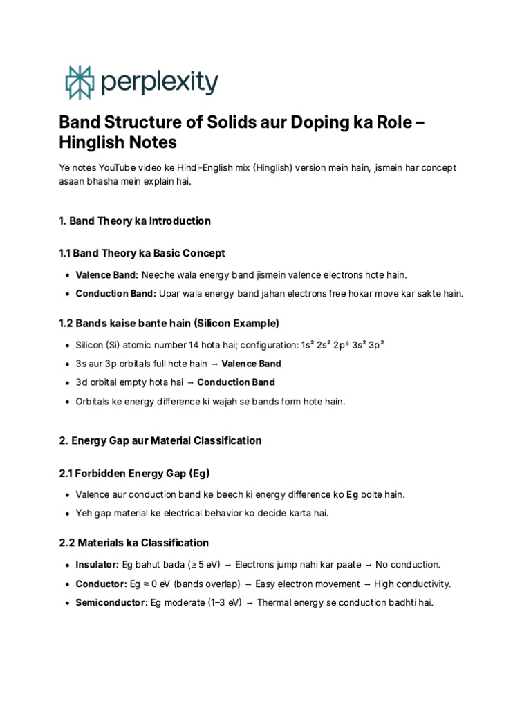 Band Structure and Doping in Semiconductors | PDF | Doping ...