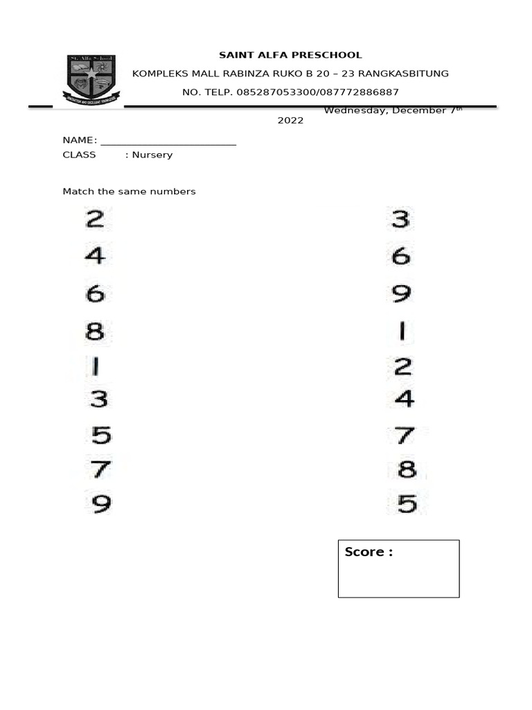 Wed Match Same Numbers | PDF