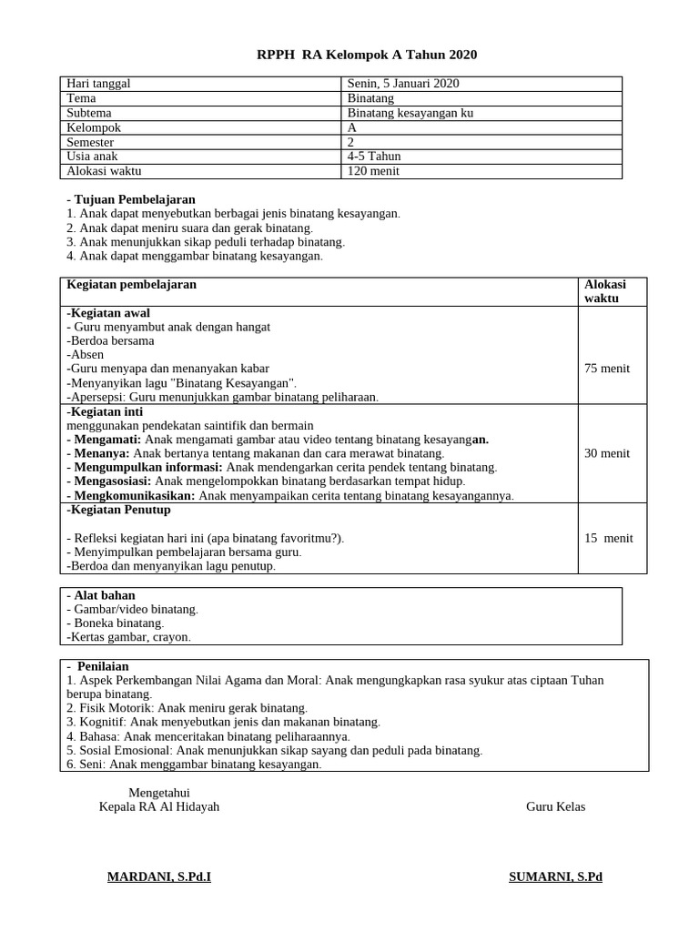 RPPH RA Kelomppok A 2020 Semester 2 | PDF