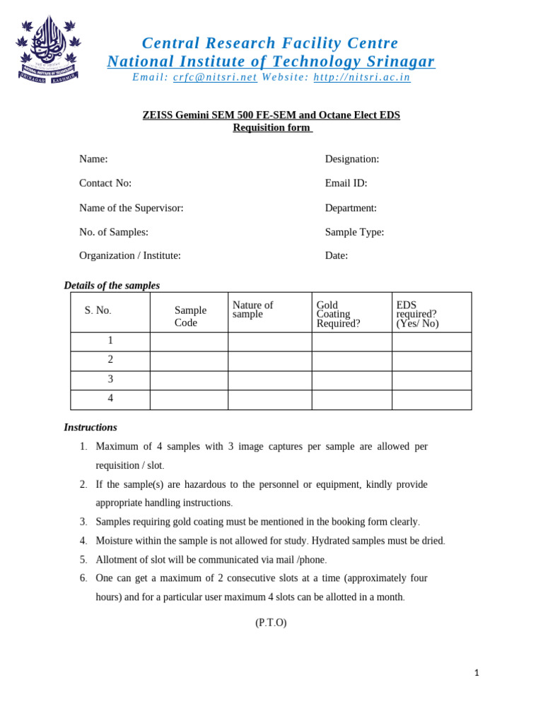 Requisition Form For FE SEM | PDF