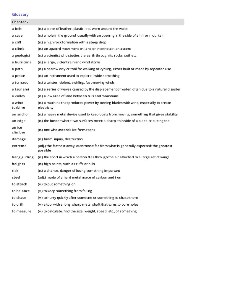 Student Resource Glossary U7 | PDF