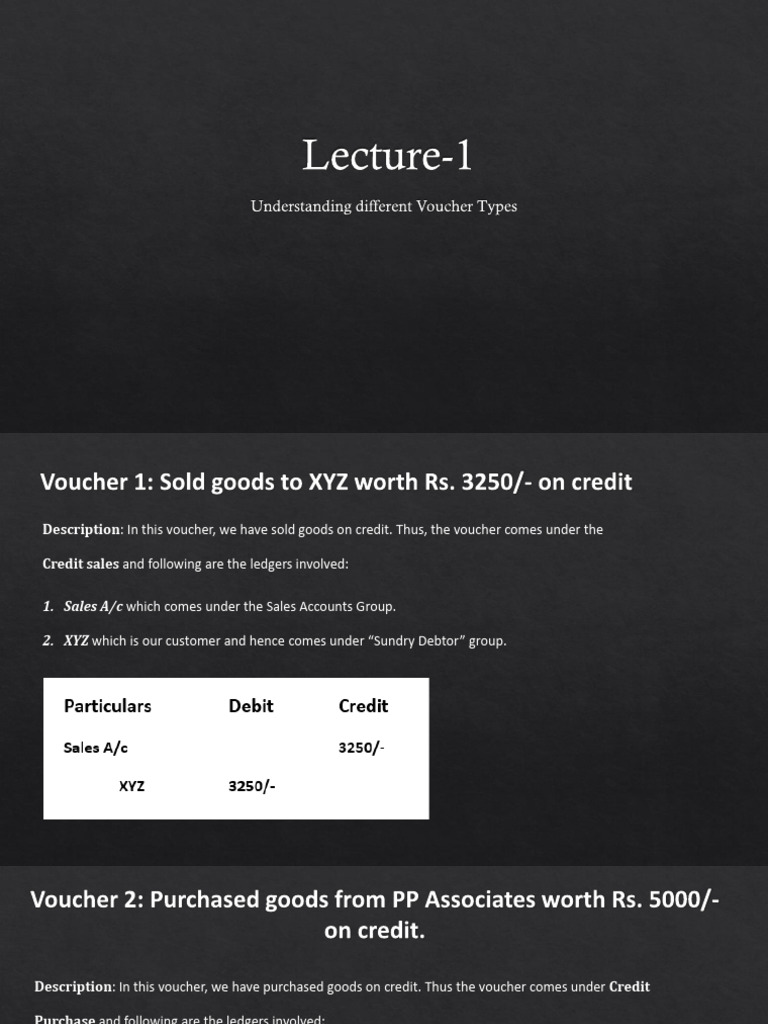 1.1 Lecture 1 Understanding Different Voucher Types | PDF | Debits And ...