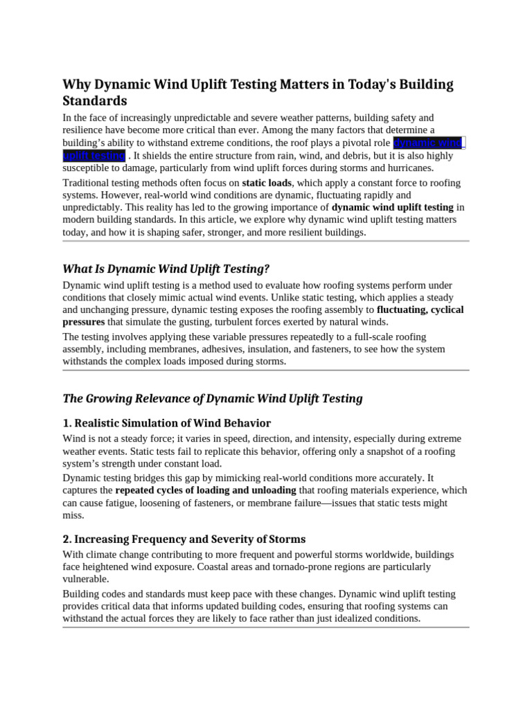 Importance of Dynamic Wind Uplift Testing | PDF | Structural Load | Wound