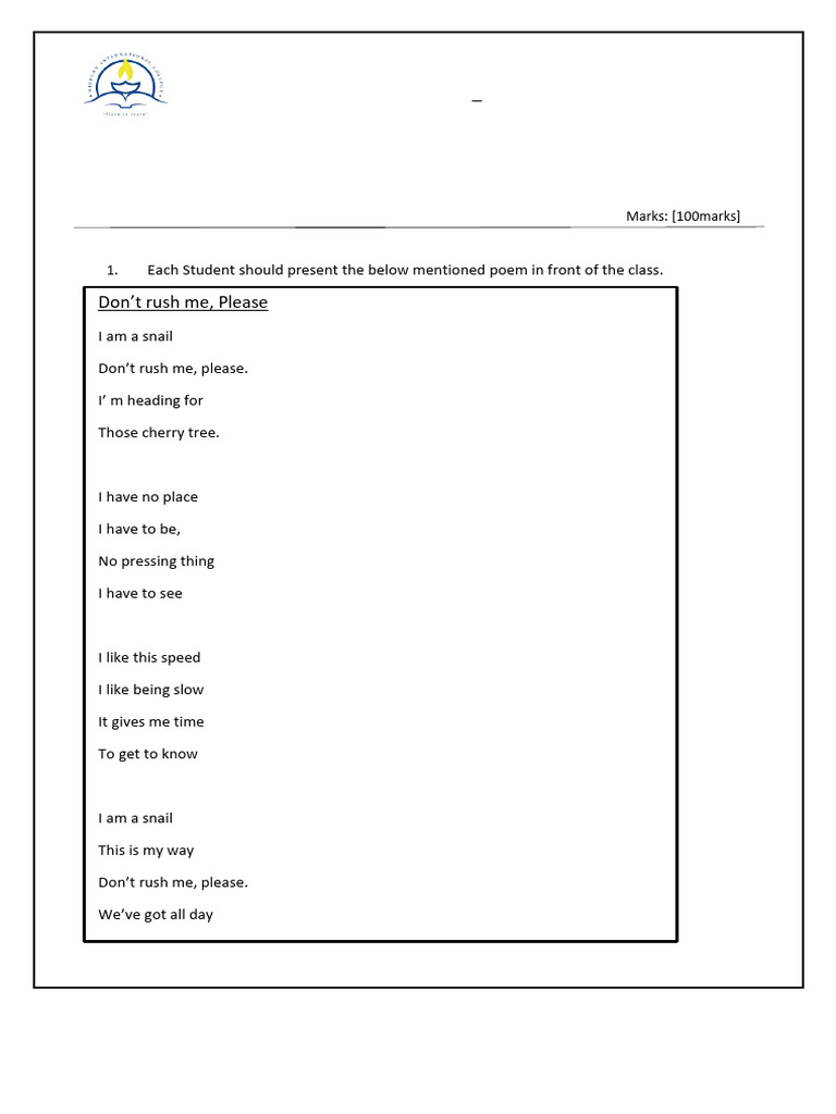 Speech & Drama Grade 5. End Term Practical | PDF