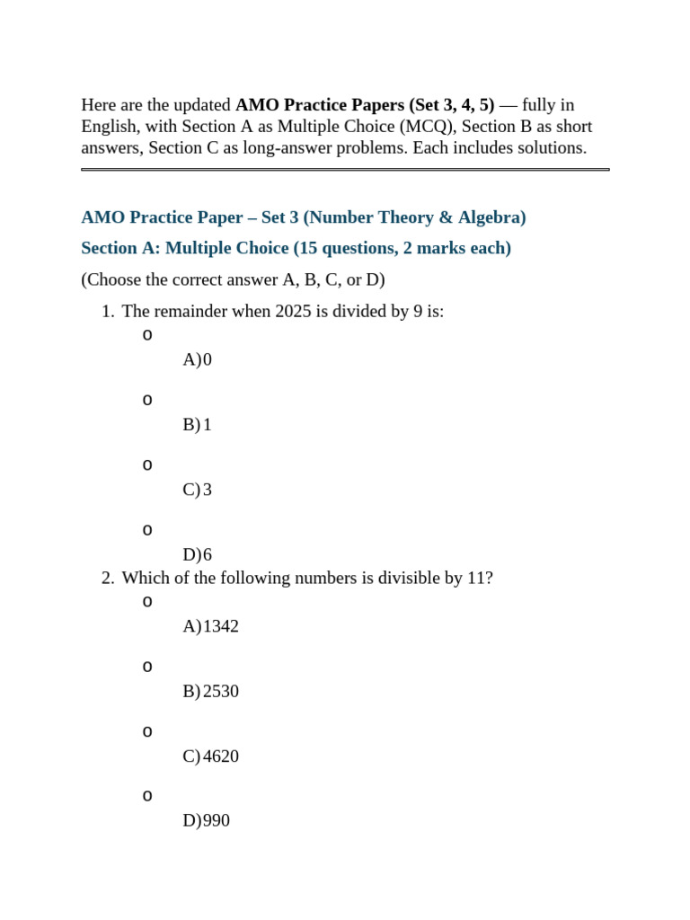 Amo Grade7 Set 3to5 | PDF | Numbers | Number Theory