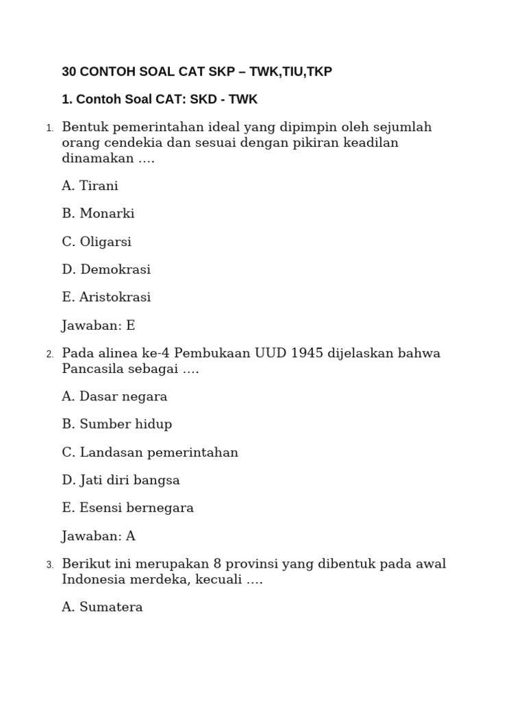 30 Contoh Soal Cat CPNS | PDF