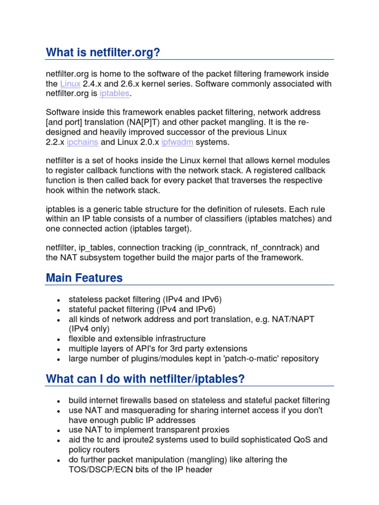 What Is Netfilter | PDF | Secure Shell | Networking Standards