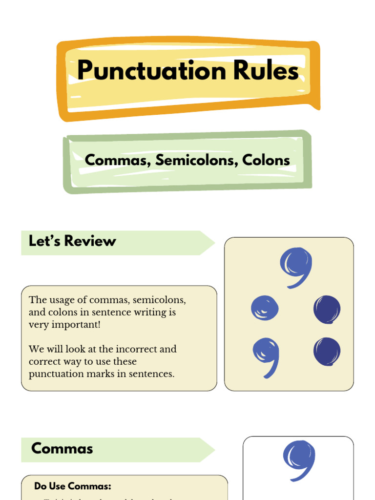 Punctuation Rules Grammar Presentation in Yellow Blue Green Hand Drawn ...