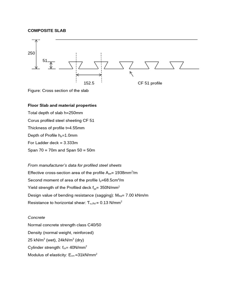 Composite Slab Design Analysis | PDF | Bending | Strength Of Materials