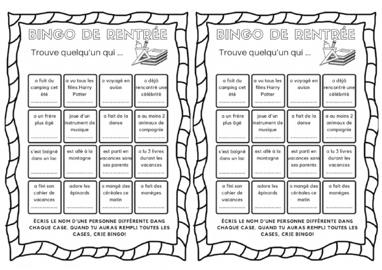 Bingo de Rentrée | PDF