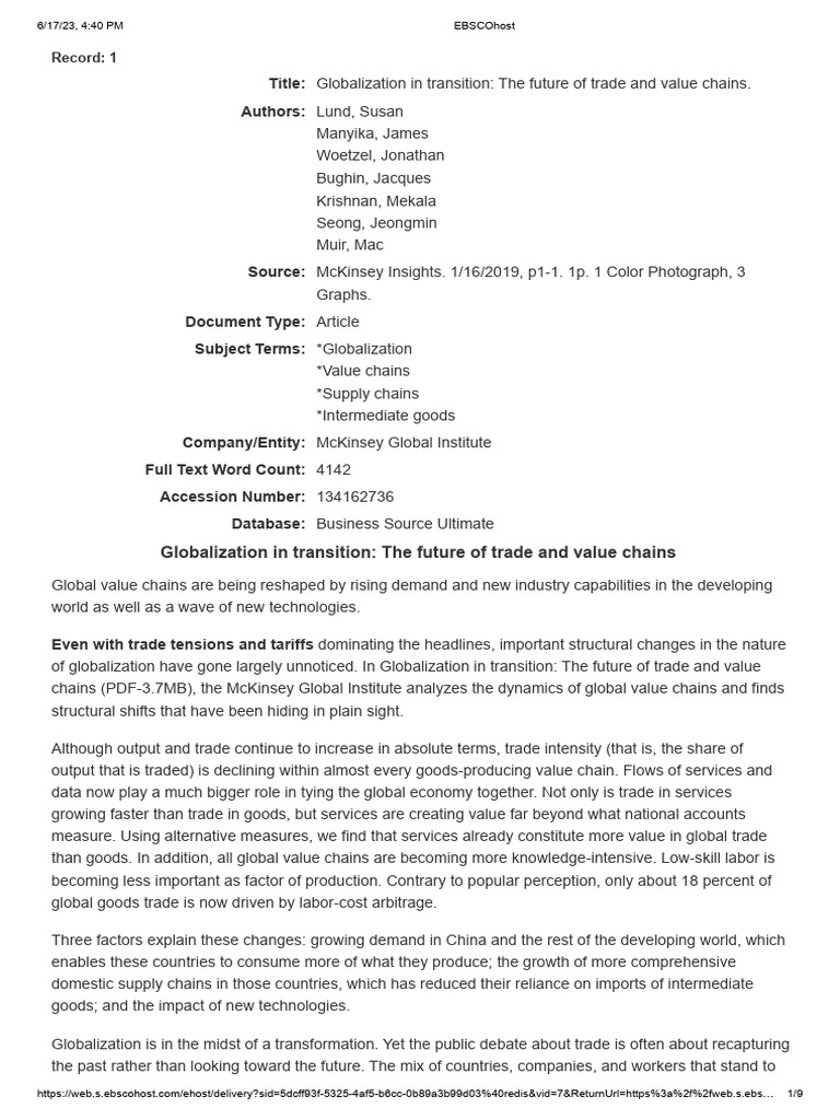 Future of Global Trade and Value Chains | PDF | Automation | Outsourcing