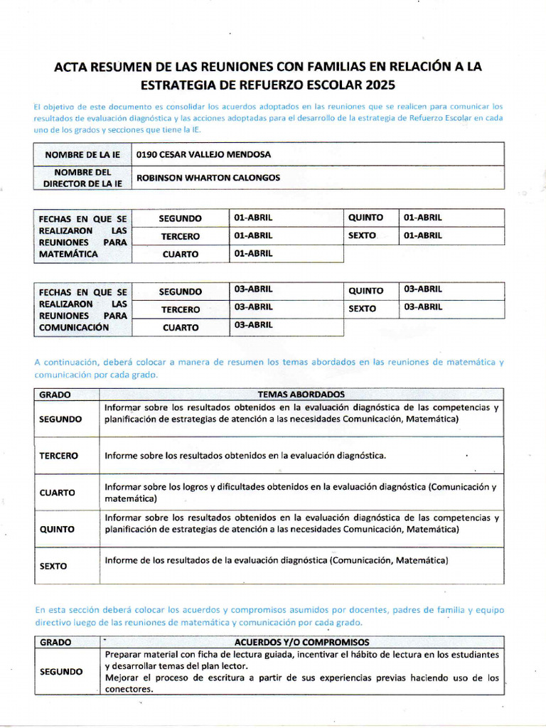 Acta de Reuniones | PDF