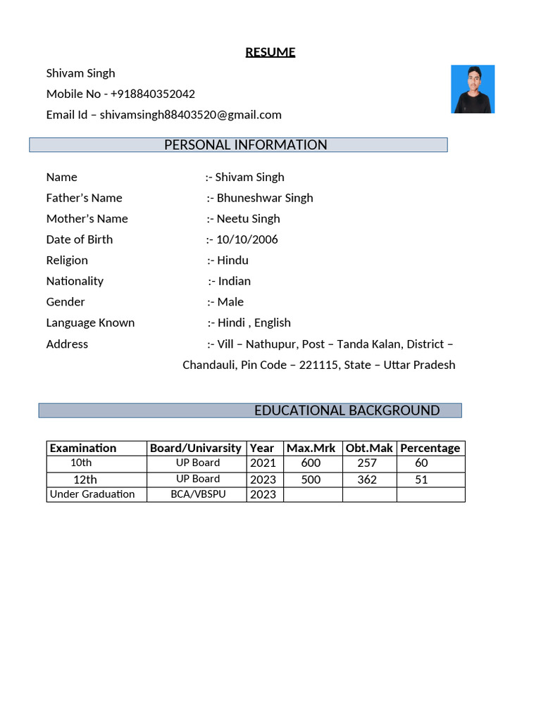 Shivam Singh's Resume Overview | PDF