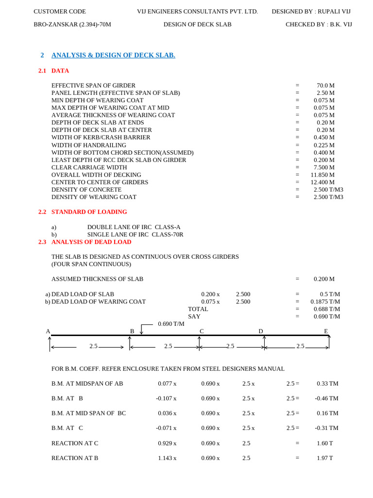 Deck Slab Design Analysis Report | PDF | Civil Engineering | Structural ...