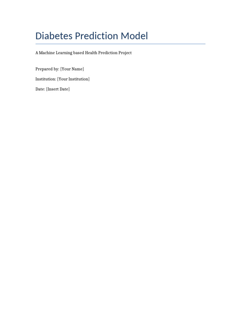 Machine Learning Diabetes Prediction Model | PDF | Diabetes | Machine ...