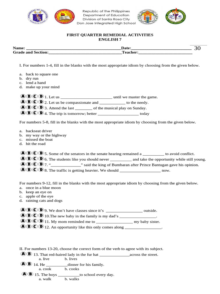Second Quarterly Remedial Activities | PDF | Clause | Sentence ...