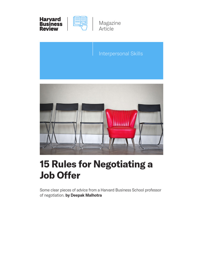 15 Rules for Job Offer Negotiation | PDF | Employment | Negotiation