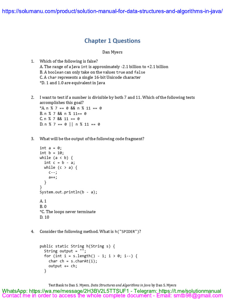 Data Structures and Algorithms in Java - Extensive Question Bank by Dan ...