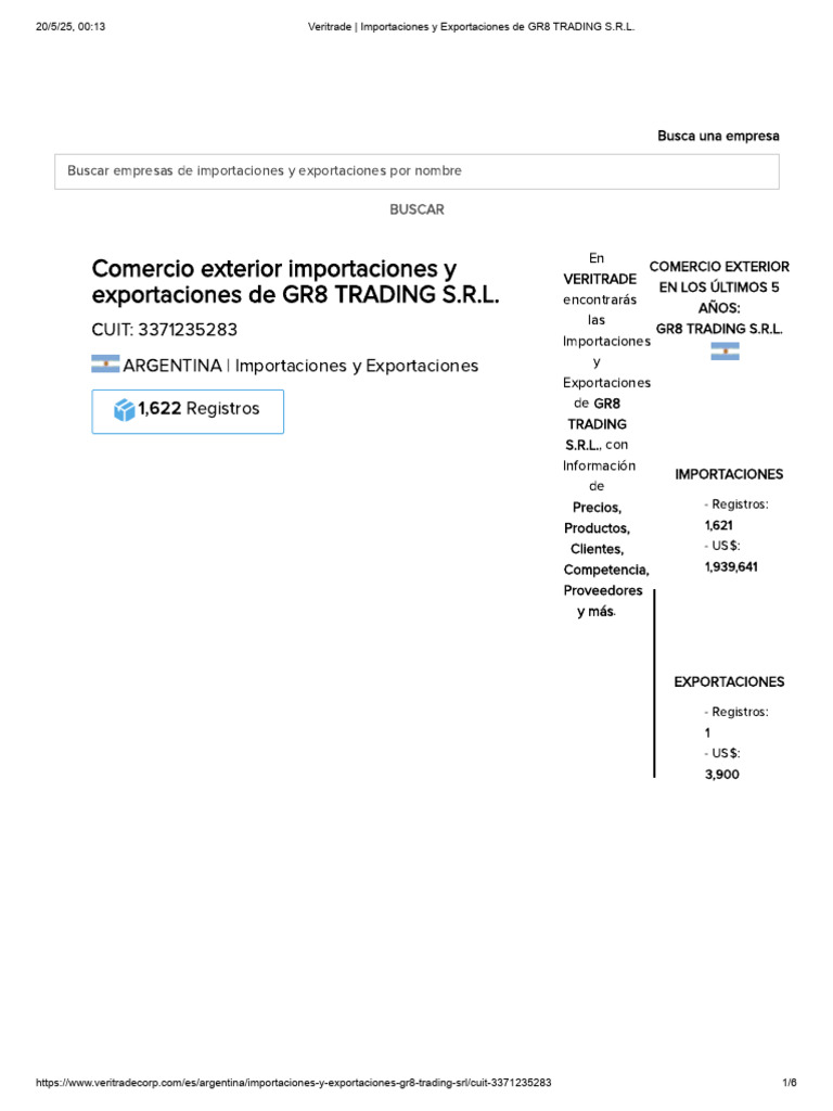 Importaciones y Exportaciones de GR8 TRADING S.R.L. | PDF | El comercio ...