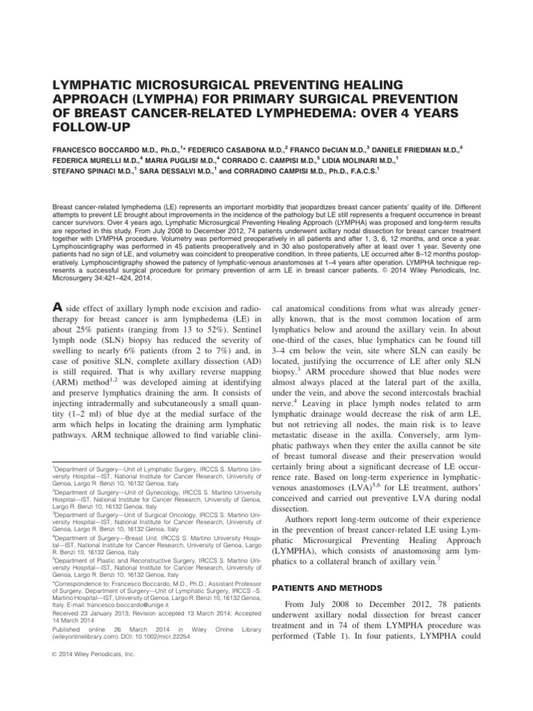 Lymphatic Microsurgical Preventing Heali | PDF | Medical Specialties | Clinical Medicine