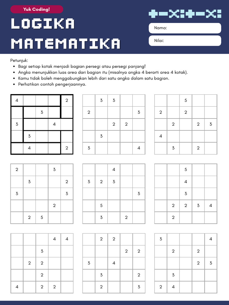Logika Matematika Yuk Coding Lembar Kerja Siswa Biru Dan Putih Sederhana | PDF