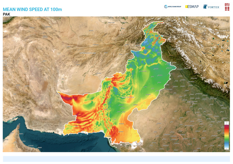 Gwa3 Pakistan Mean Wind Speed at 100m | PDF