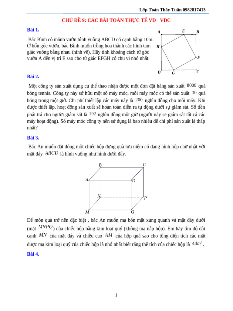 Chủ Đề 9. Các Bài Toán Thực Tế-VDC | PDF