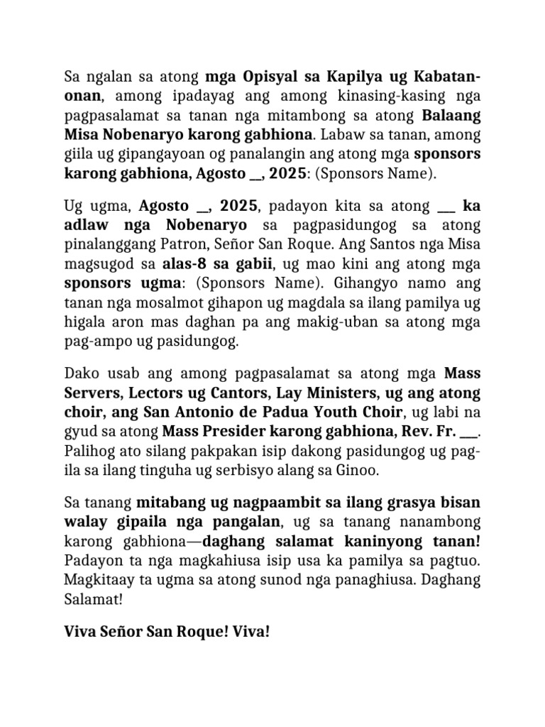 Mass Announcement | PDF
