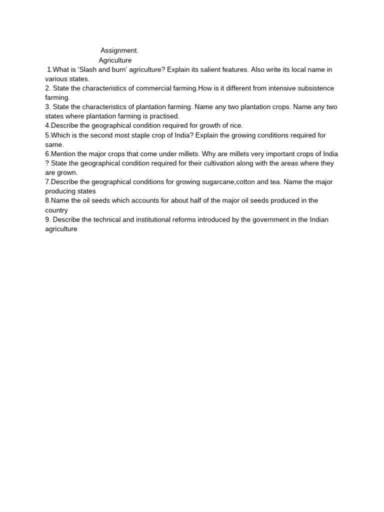 Agriculture Assignment | PDF