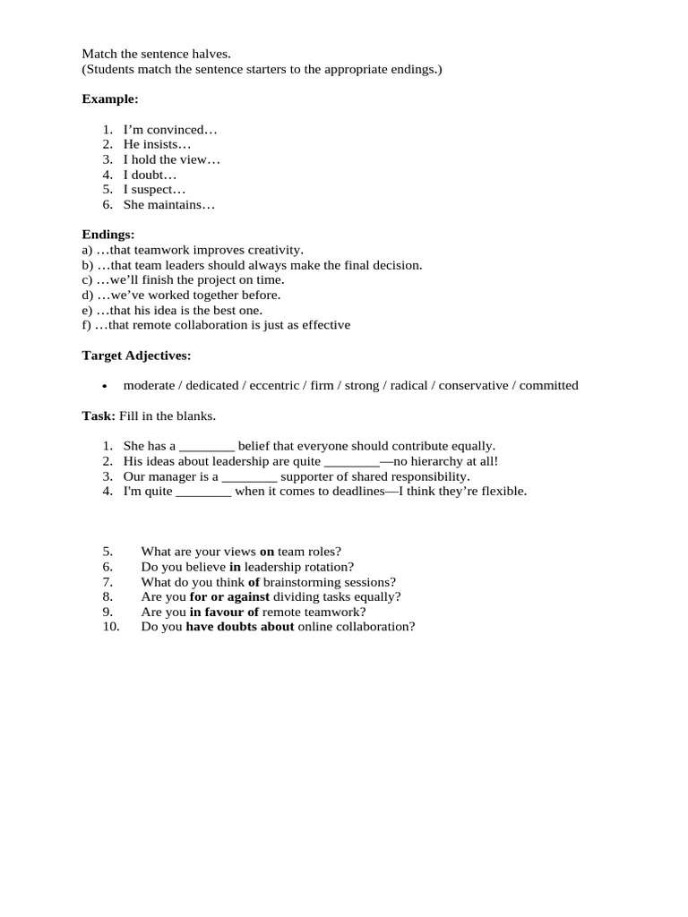 Teamwork Vocab | PDF