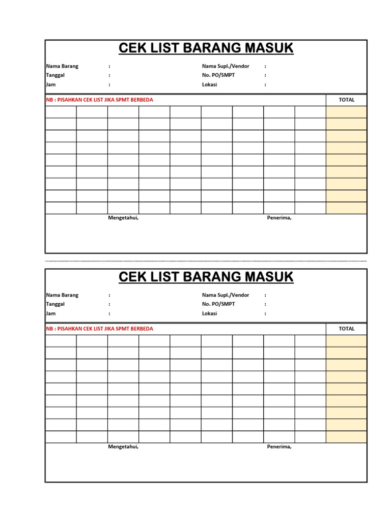 Cek List | PDF
