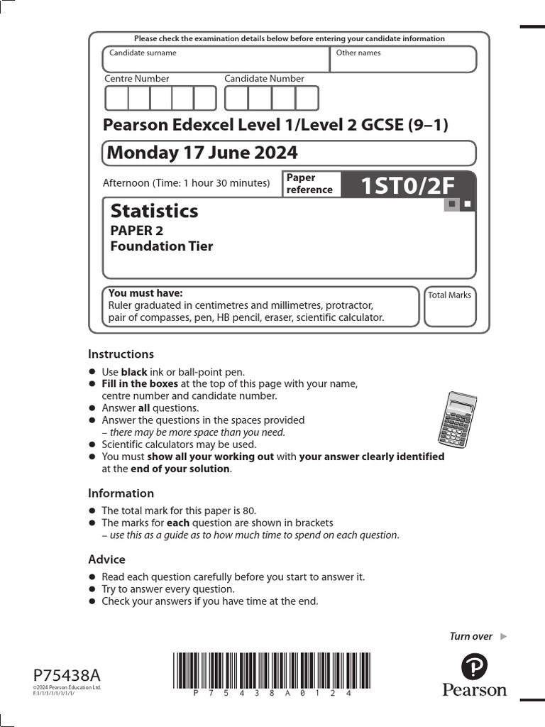 GCSE Statistics Exam Paper 2024 | PDF