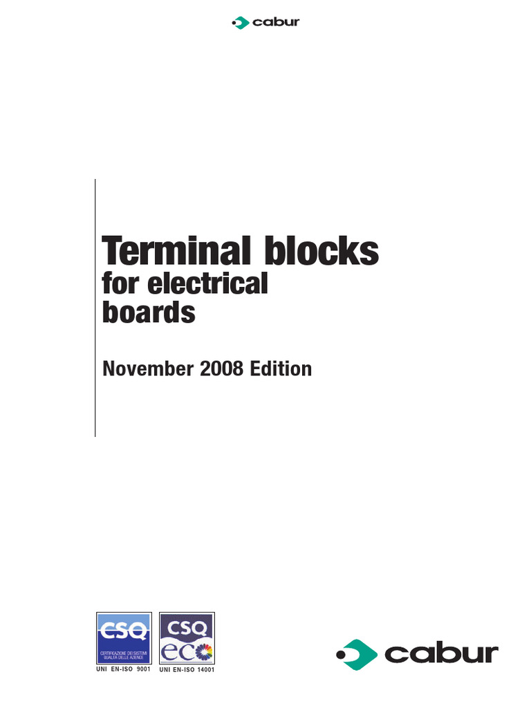 Cabur CB110 Terminal Block Catalogue | PDF | Production And Manufacturing