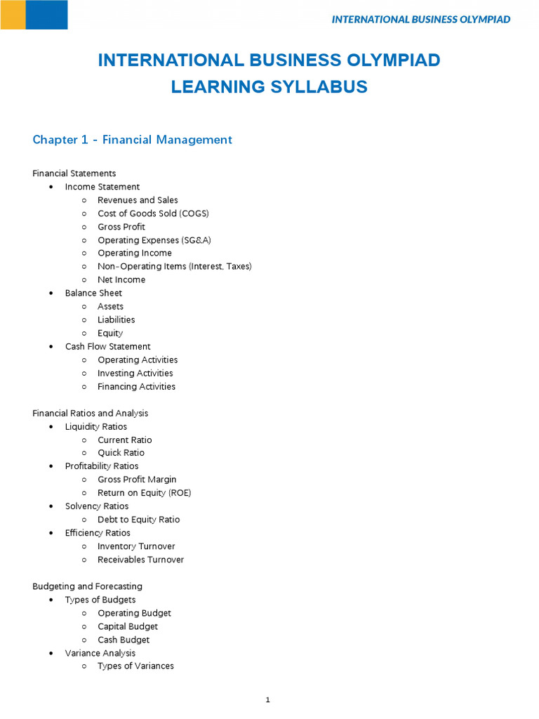 International Business Olympiad Syllabus | PDF | Corporate Social ...