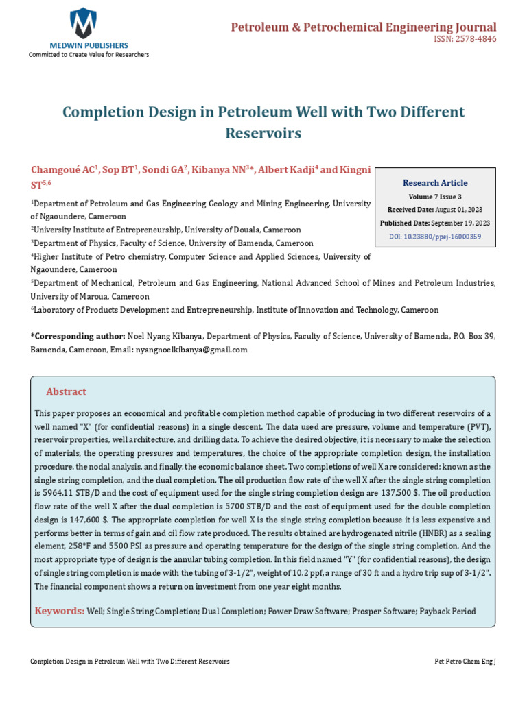 Completion Design in Petroleum Well With Two Different Reservoirs | PDF ...