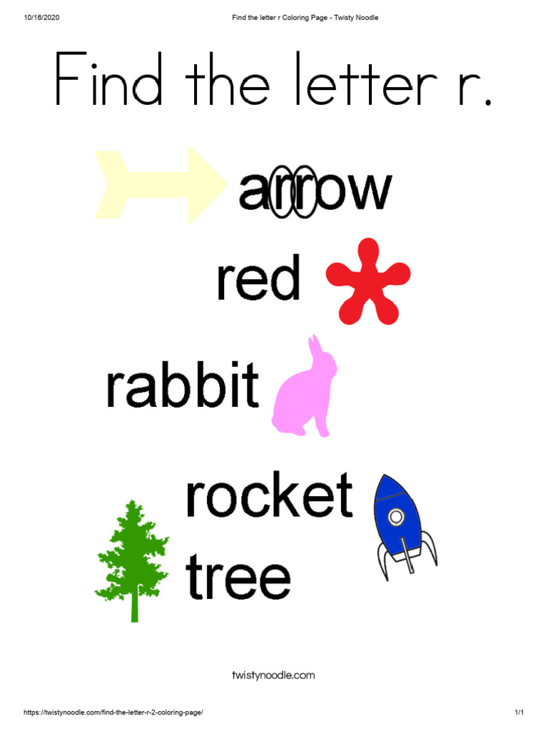 Nursery - Find The Letter R | PDF
