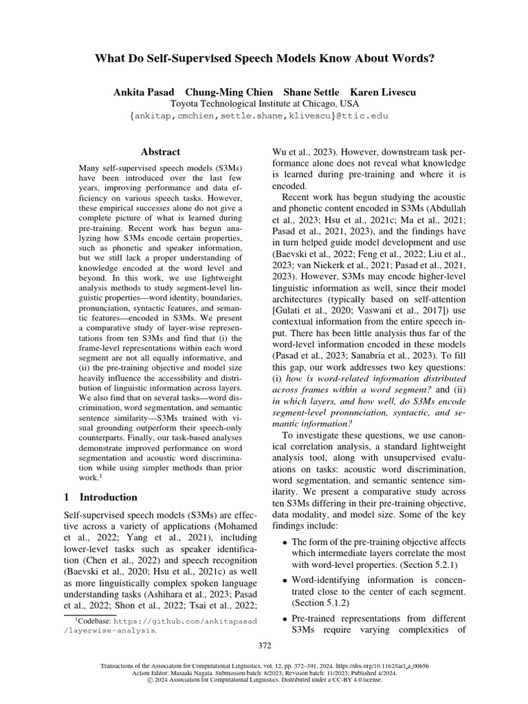 Insights on Words in Self-Supervised Speech Models | PDF | Image ...